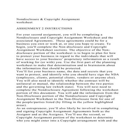 Nondisclosure & Copyright AssignmentworksheetASSIGNMENT 2 IN.docx