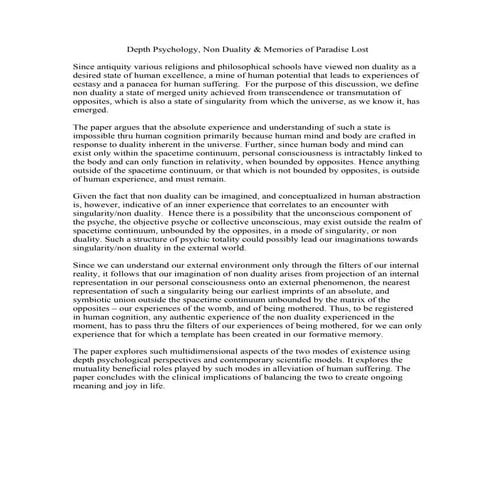 Non duality abstract | DOC