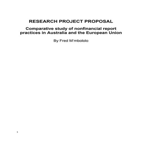 A research proposal on non financial reporting by Fred M'mbololo | PDF