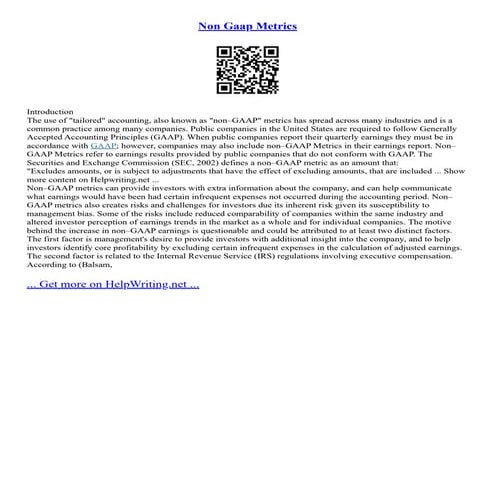 Non Gaap Metrics | PDF | Stocks and Bonds | Personal Investing