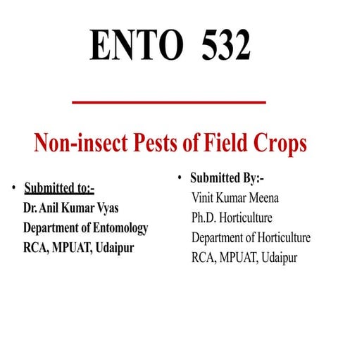 Non insect pest/ Entomolgy harmful pest | PPTX