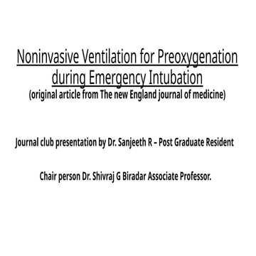 Noninvasive Ventilation for Preoxygenation during Emergency Intubation ...