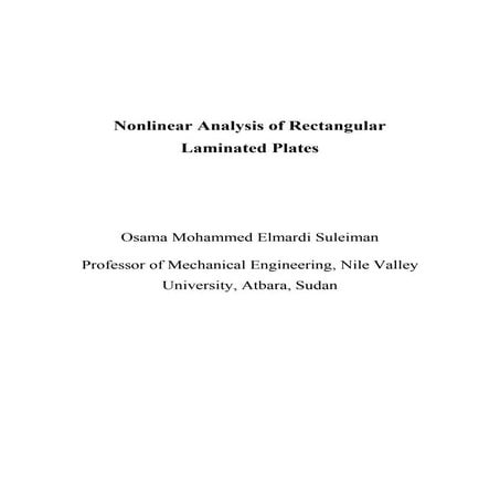 Nonlinear analysis of rectangular laminated plates [master thesis] by ...