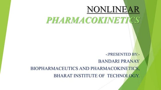 Non linear pharmacokinetics Michaelis -Menten equation | PPTX