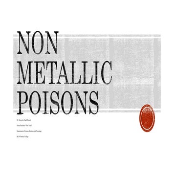 Non metallic poisons | PPTX