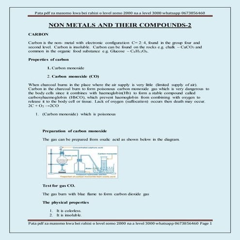 Non metals and their compounds 2 | PDF