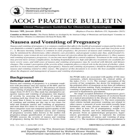 Non nghen trong thai ky - nausea and vomiting of pregnancy - ACOG ...