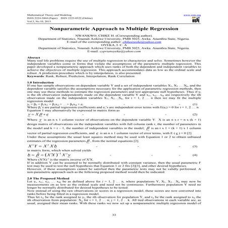 Nonparametric approach to multiple regression | PDF