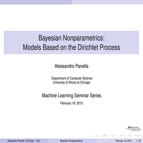Bayesian Nonparametrics Models Based On The Dirichlet Process Ppt