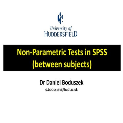 Nonparametric Tests Between Subjects Spss D Boduszek Pdf