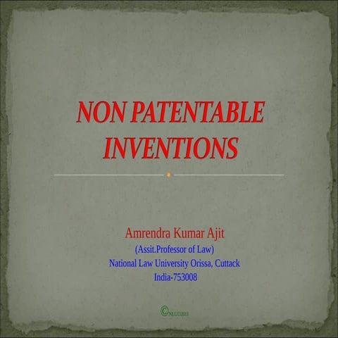 Non patentable inventions | PDF