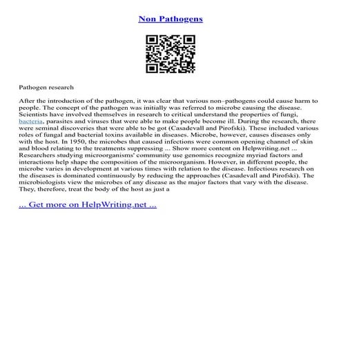 Non Pathogens | PDF | Infectious Diseases | Diseases and Conditions