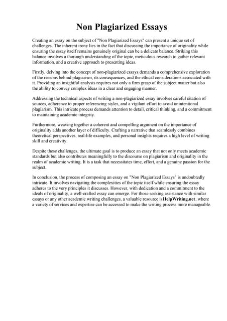 Non Plagiarized Essays | PDF Non Plagiarized Essays | PDF
