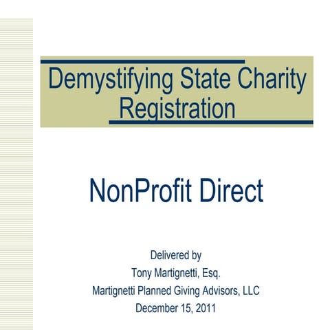 Demystifying State Charity Registration | PPTX