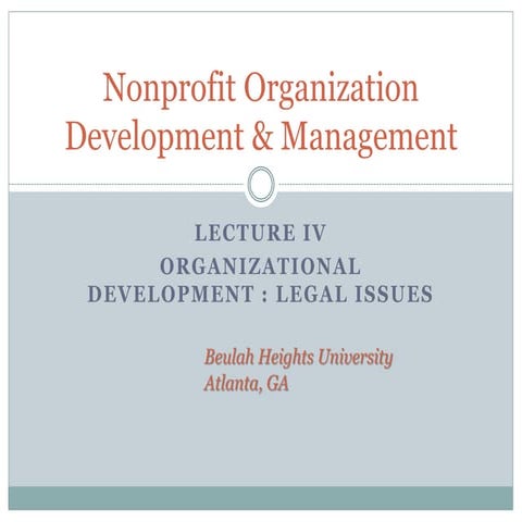Nonprofit organization dev mgt lecture 4 | PPT