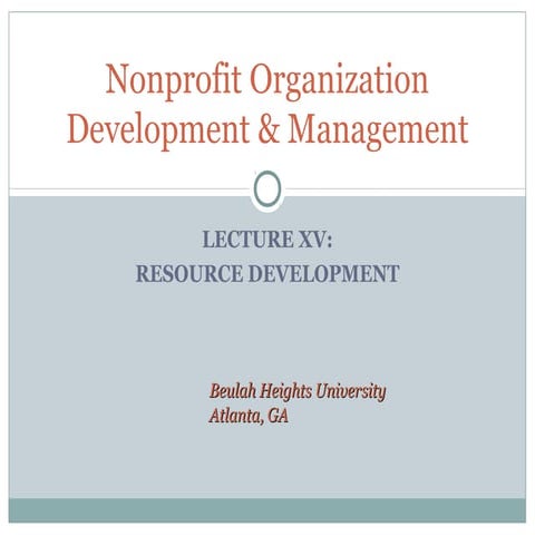 Nonprofit org dev mgt lecture 15 | PPT