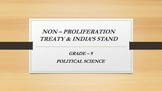 India Nuclear Weapon Programs Ppt | PPT