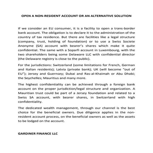 Non resident account | PDF