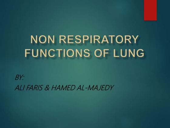 Non respiratory functions of lung ( The Guyton and Hall physiology) | PPTX | Lung and ...