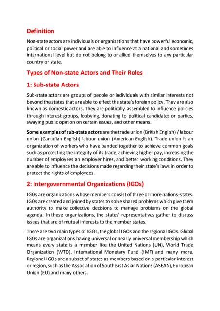 Difference State Actors and Non state Actors | PPT