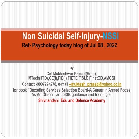 research presentation on non suicidal self injury | PPTX