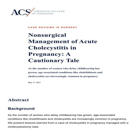 Nonsurgical Management of Acute Cholecystitis in Pregnancy_ A ...