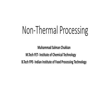 Non thermal processing-Cold plasma and HPP | PPT