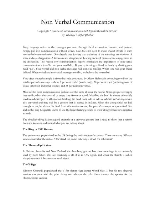 Gestures and body language | PPTX