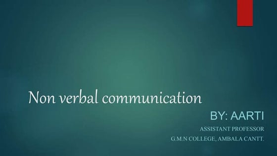 Verbal & Non-Verbal Communication | PPT