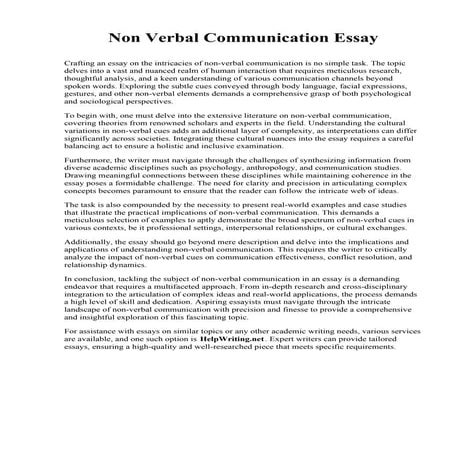 Non Verbal Communication Essay. Online assignment writing service. | PDF