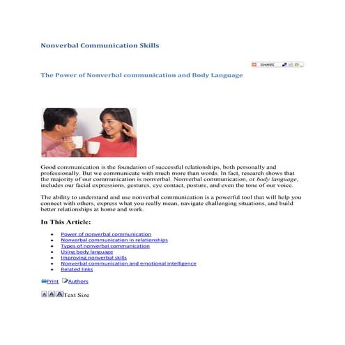 Nonverbal communication skills | PDF