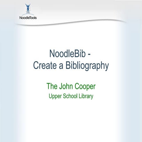 Noodle tools bibliography | PPT