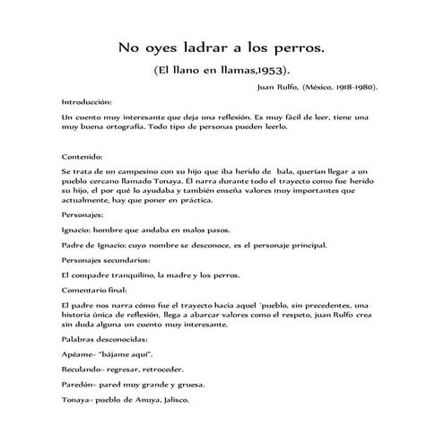 No oyes ladrar a los perros | DOCX