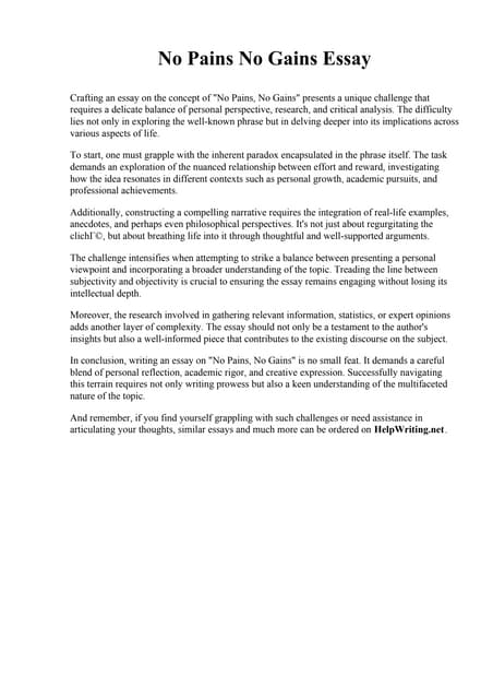 No Pain No Gain Essay.pdf