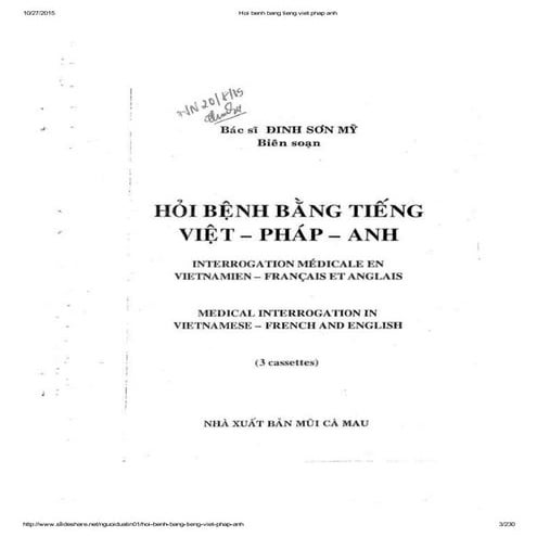Hoi benh bang tieng viet phap anh | PDF