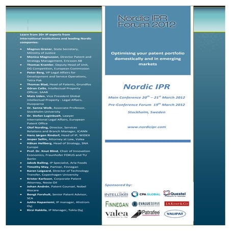 Nordic IPR Forum 2012 Agenda | PDF
