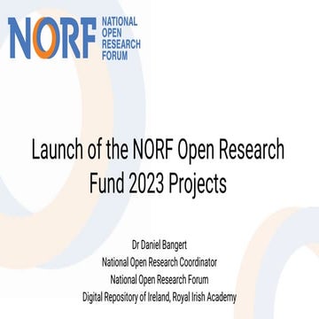 NORFest 2023: National Open Research Fund 2023, Projects Launch | PDF
