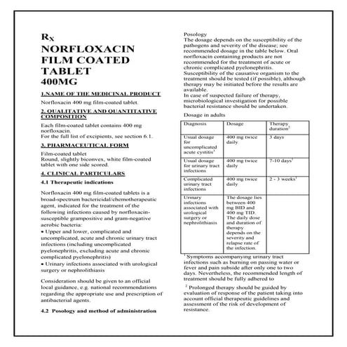 Norfloxacin 400 mg film coated tablet smpc- taj pharmaceuticals ...