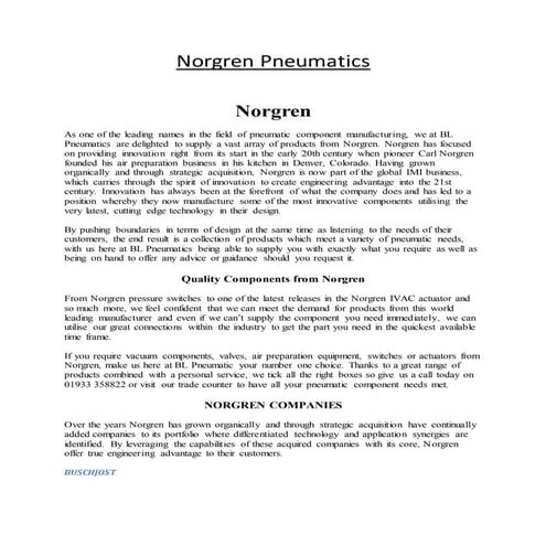 Norgren pneumatics | DOCX