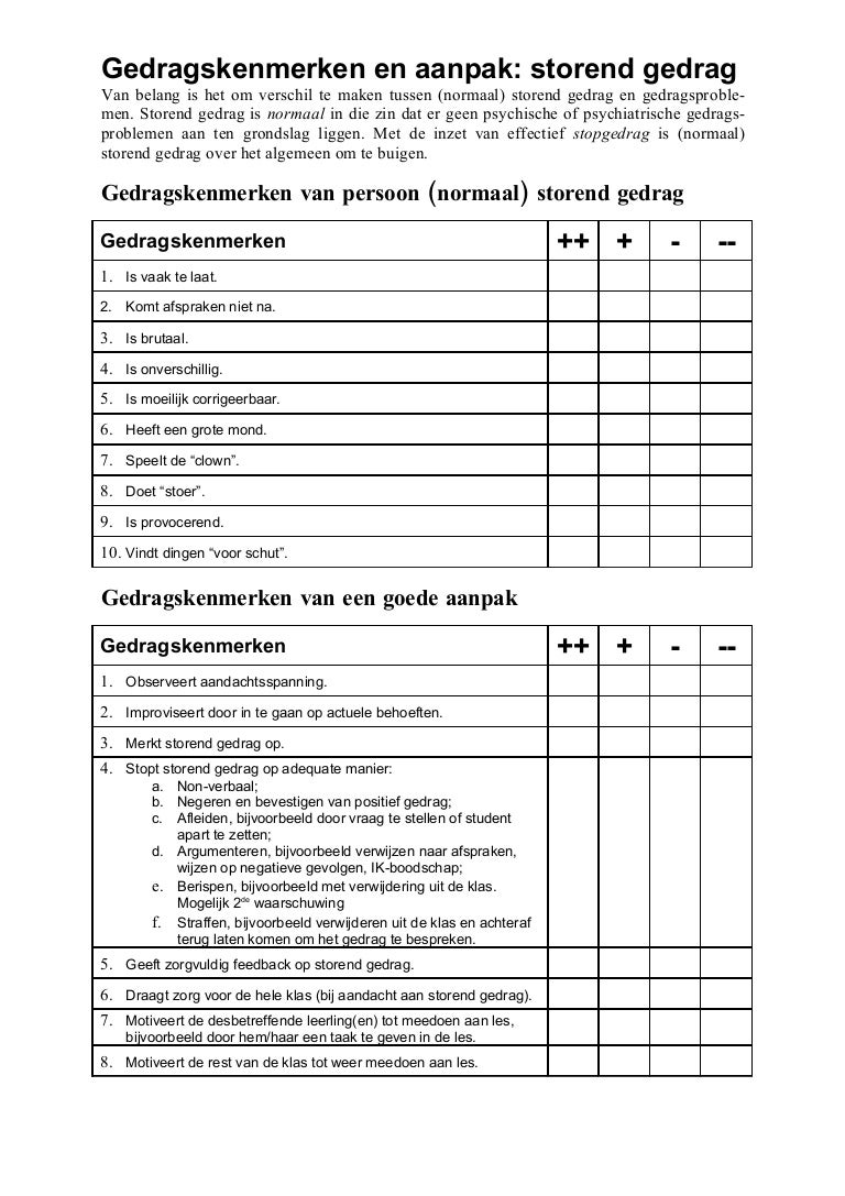 (Normaal) storend gedrag - gedragskenmerken en aanpak