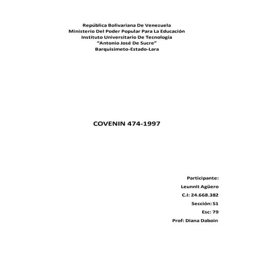 Norma covenin 474-1997 | DOCX