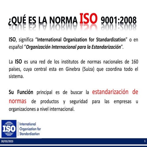 ISO 9001-2015 presentación sobre la norma | PPTX