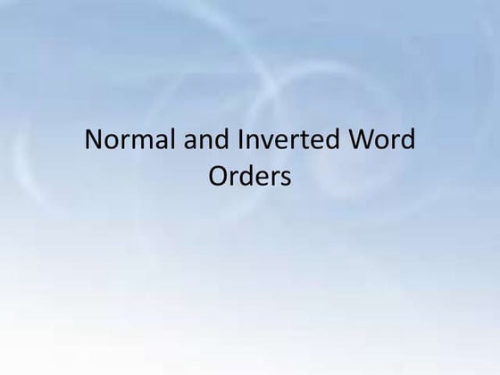 Natural and inverted order of sentences | PPT