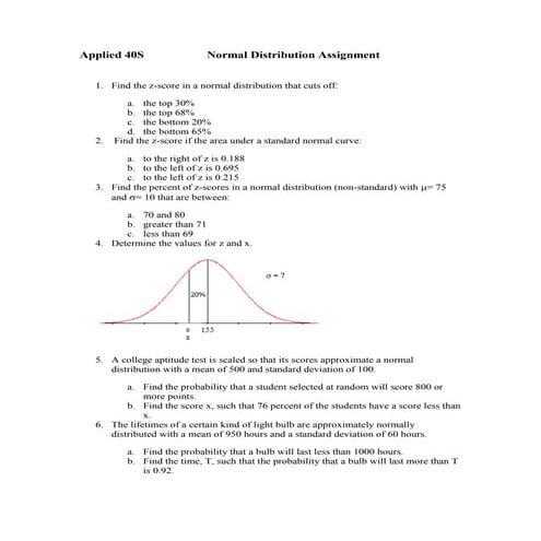 Normal distribution assignment | PDF