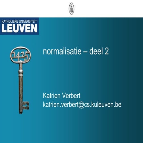 Normalisatie - deel 2 | PDF