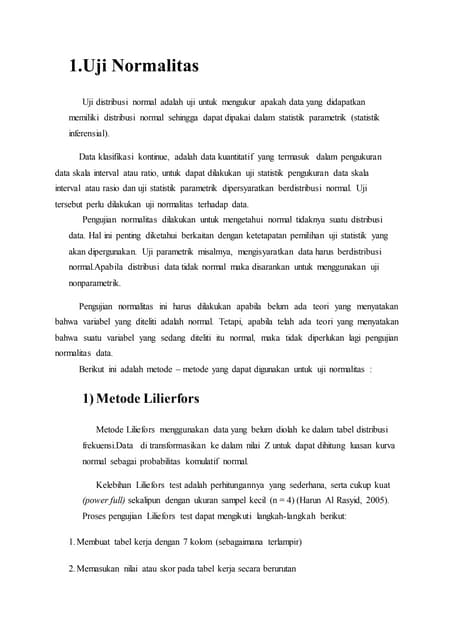 Uji normalitas dan homogenitas | PPT