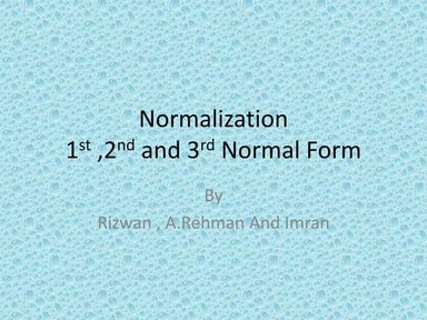 Normalization | PPT