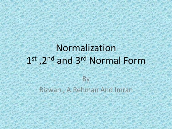 1st normal form | PPT