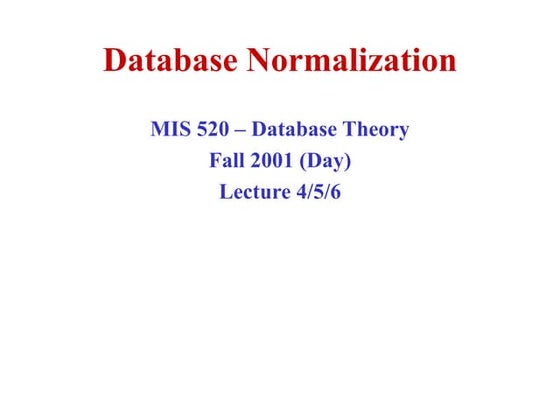 Normalizationpptx Dbms Normalization First Normal Form And Second Normal Form Ppt