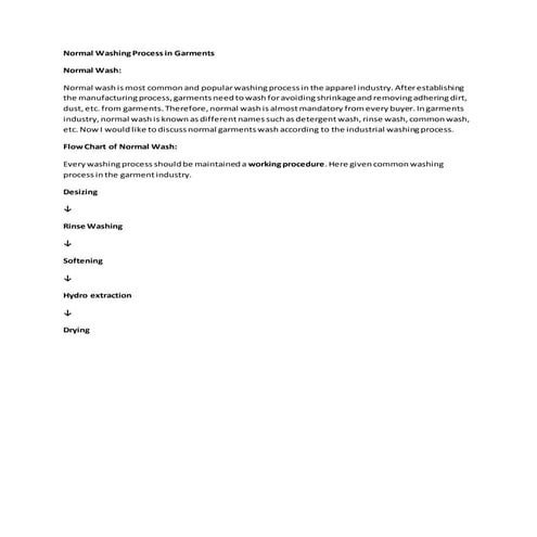 Normal washing process in garments dilan | DOCX
